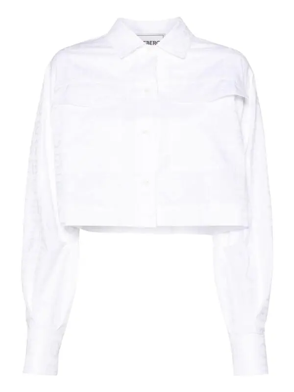 Iceberg Logo-jacquard Cotton Shirt - White