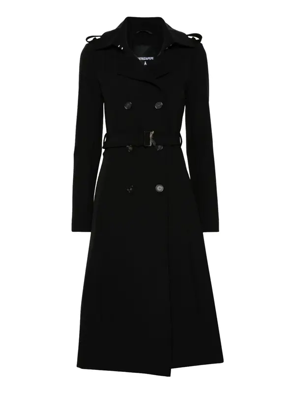 Patrizia Pepe Double-breasted Trench Coat - Black