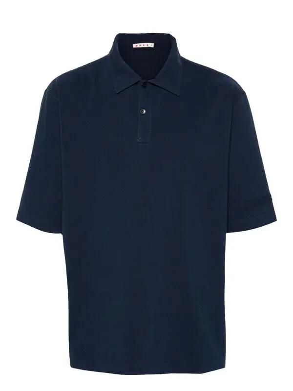 Marni Logo-patch Polo Shirt - Blue