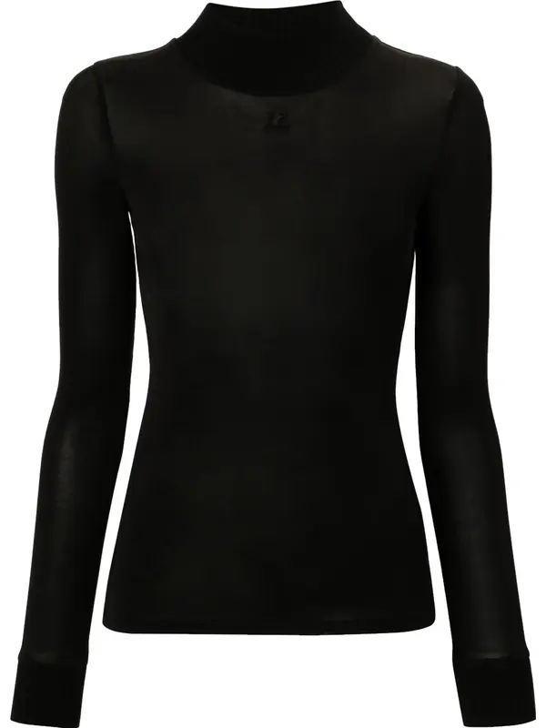 COURREGES Logo-patch Roll-neck Top - Black