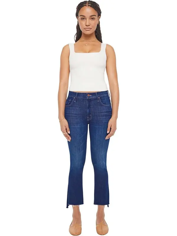 MOTHER Petites The Lil Insider Crop Step Fray Off Limits Jeans - Blue