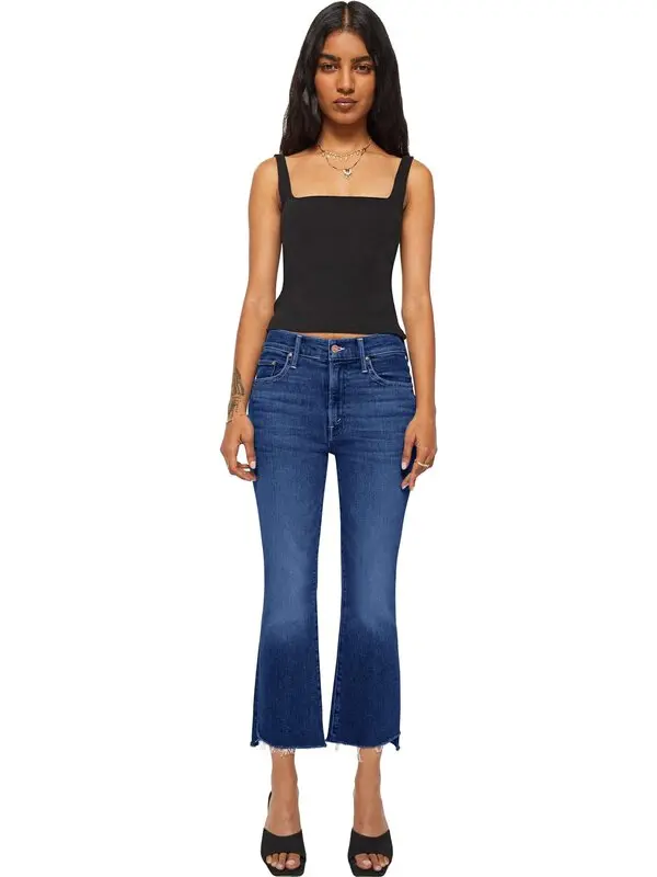MOTHER The Lil' Insider Crop Step Fray Off Limits Jeans - Blue