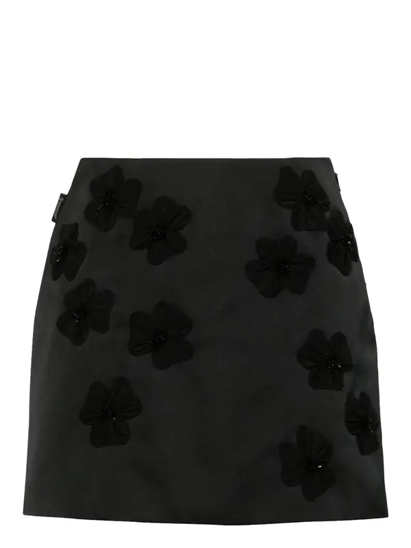 Moncler Floral-appliqué A-line Miniskirt - Black