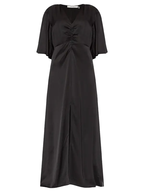 GESTUZ V-neck Long Dress - Black