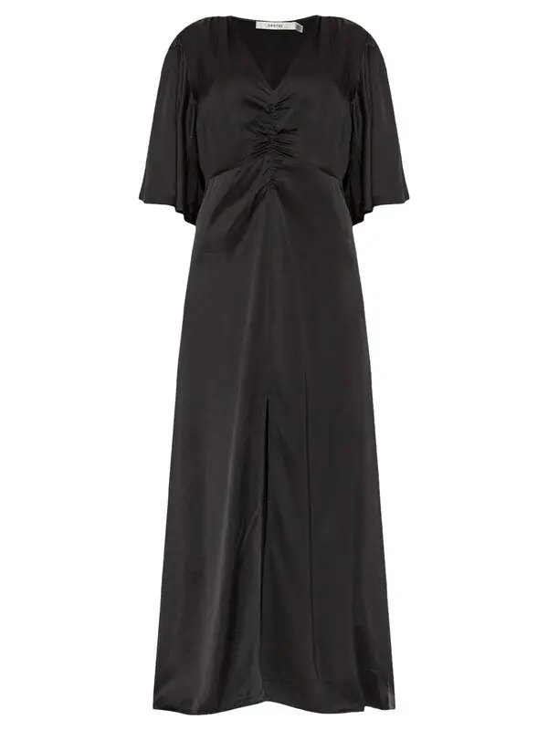 GESTUZ V-neck Long Dress - Black