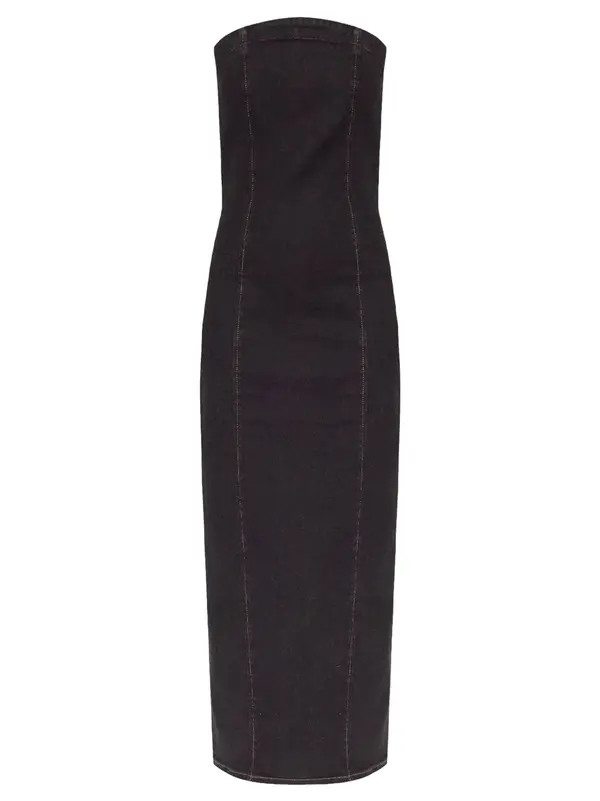 GESTUZ Strapless Denim Long Dress - Black