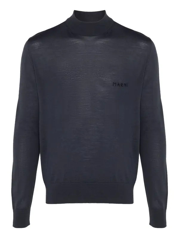 Marni Logo-embroidered Wool Jumper - Grey