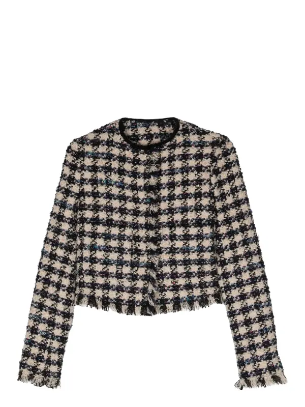 FORTE_FORTE Cropped Tweed Jacket - Blue