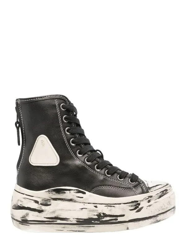 R13 Kurt Distressed-effect Sneakers - Black