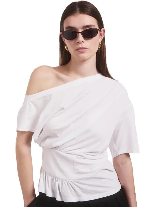 NINETY PERCENT Agathi Draped Top - White