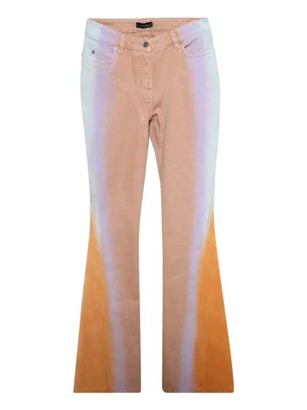 MUGLER Flared Denim Trousers - Orange Blue And Lilac