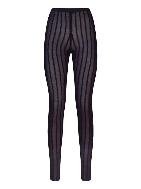 Attico Semi-sheer Knitted Rib Pants - Black