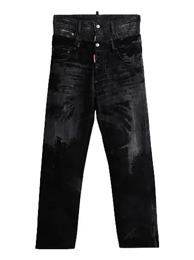 Dsquared2 Straight Leg Jeans With Appliqués - Black