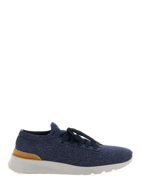 Brunello Cucinelli Cotton Knit Low-top Trainers - Navy