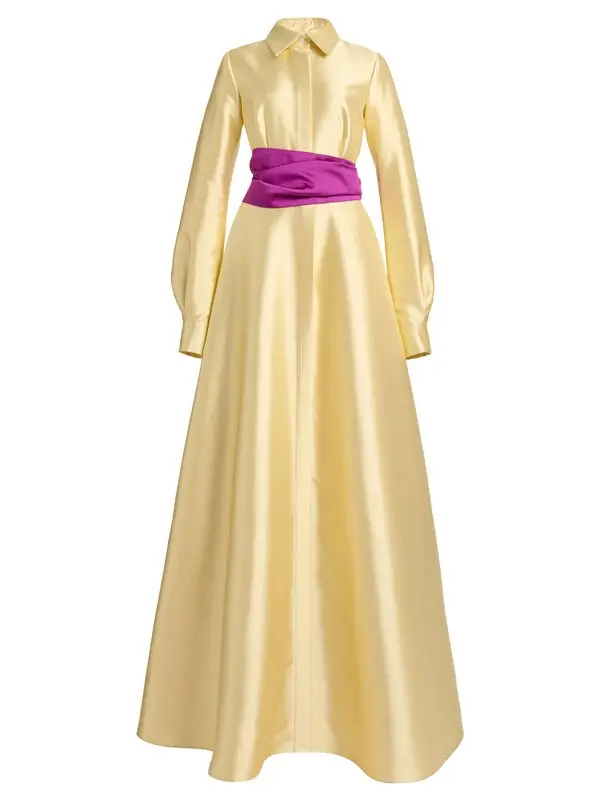 GRETA CONSTANTINE Xolani + Simon Belted Gown - Yellow