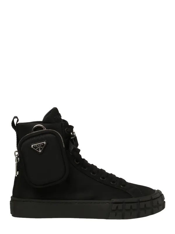 Prada Wheel Re-nylon High-top Sneakers - Black