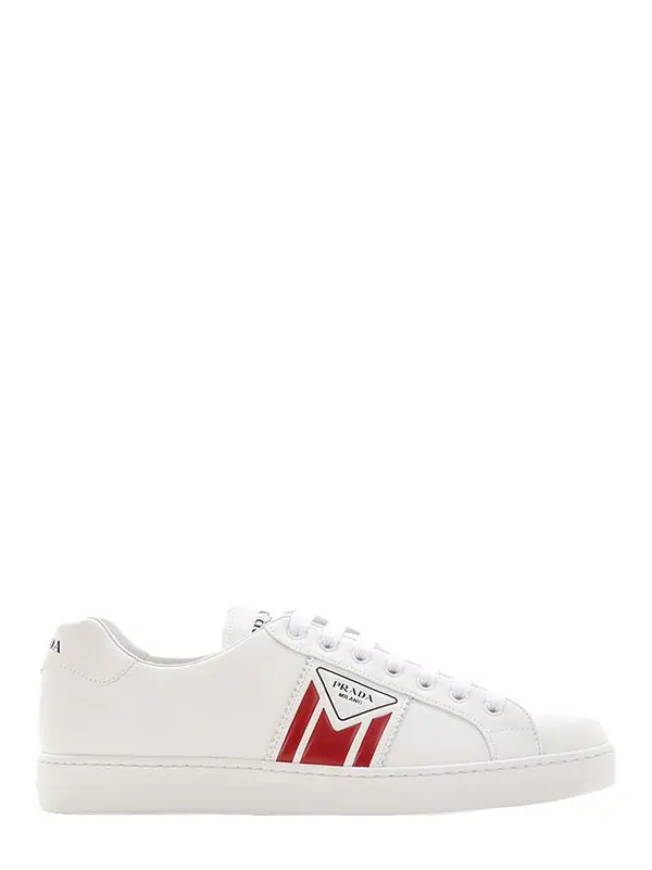Prada Avenue Leather Low Top Sneakers - White