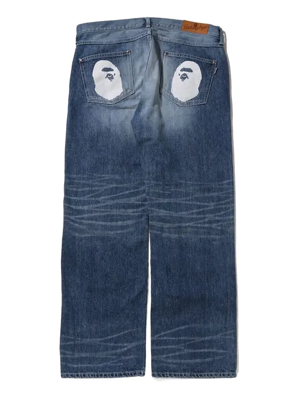 BAPE Ape Head Relaxed Fit Denim - Light Indigo