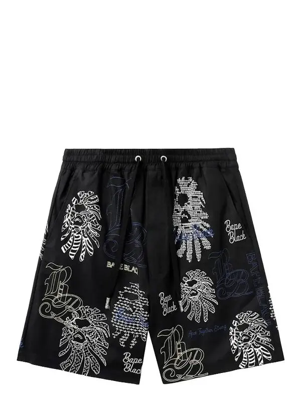 A BATHING APE Graphic Stitch Shorts - Black