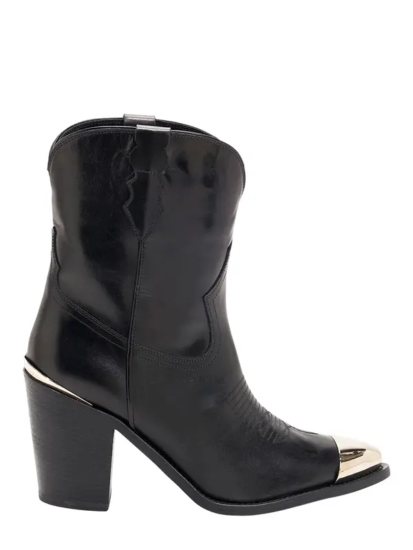 Partlow Tina Leather Western Booties - Nero