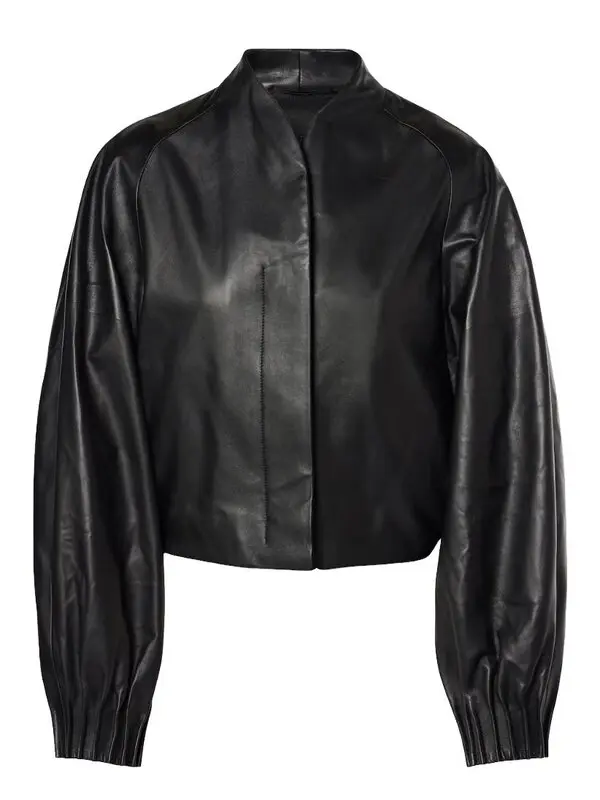 FFORME Aram Cropped Leather Jacket - Black