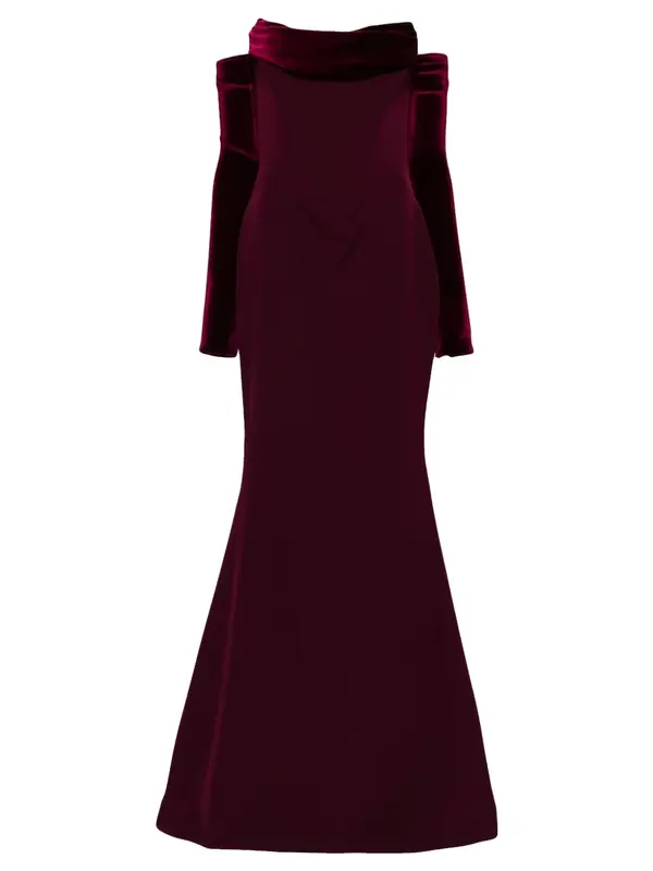 RHEA COSTA Raven Crepe Gown - Red