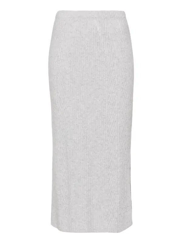 TWINSET Lurex Ribbed-knit Midi Skirt - Grey