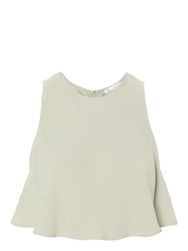 Ami Crepe Cropped Top - Green