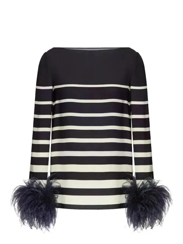 Valentino Garavani Top With Horizontal Stripe Pattern - Black