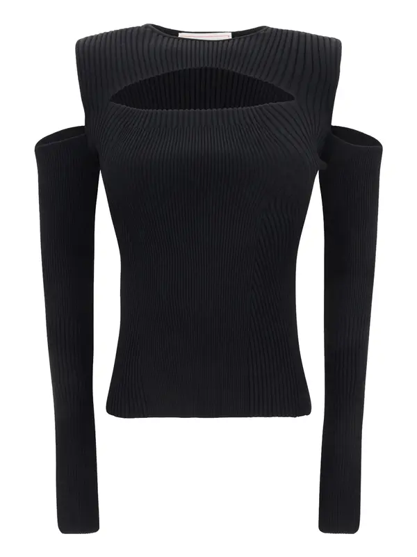 Alexander McQueen Striped Top - Black