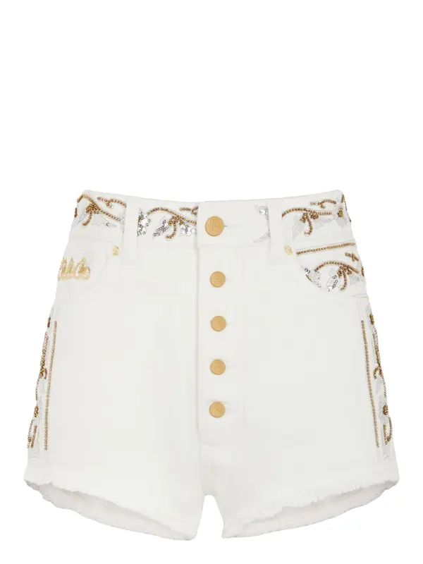 Rabanne Embroidered Denim Shorts - White