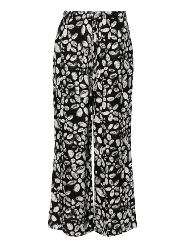 Marni Floral Print Trousers - Black