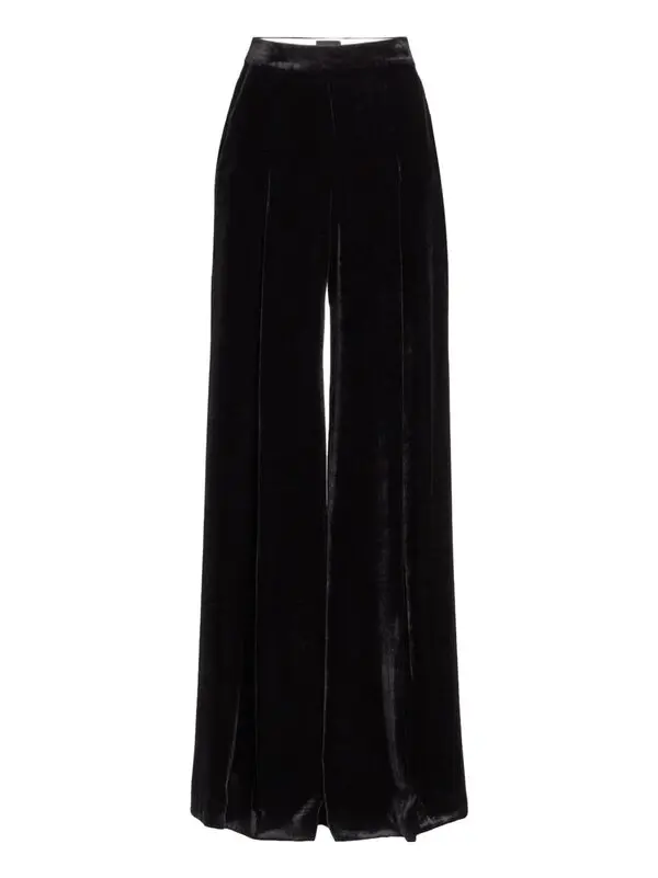 Giambattista Valli High-rise Wide-leg Velvet Trousers - Black