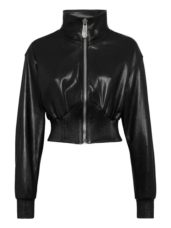 Philipp Plein Logo-plaque Leather Bomber Jacket - Black