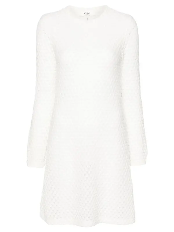 Chloé Pointelle-knit Mini Dress - White
