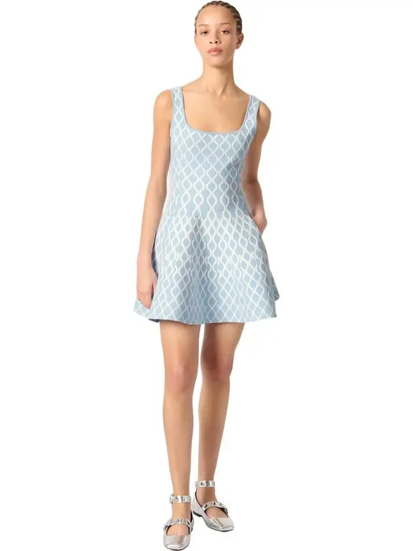 Maje Jacquard Knit Mini Dress - Blue/white