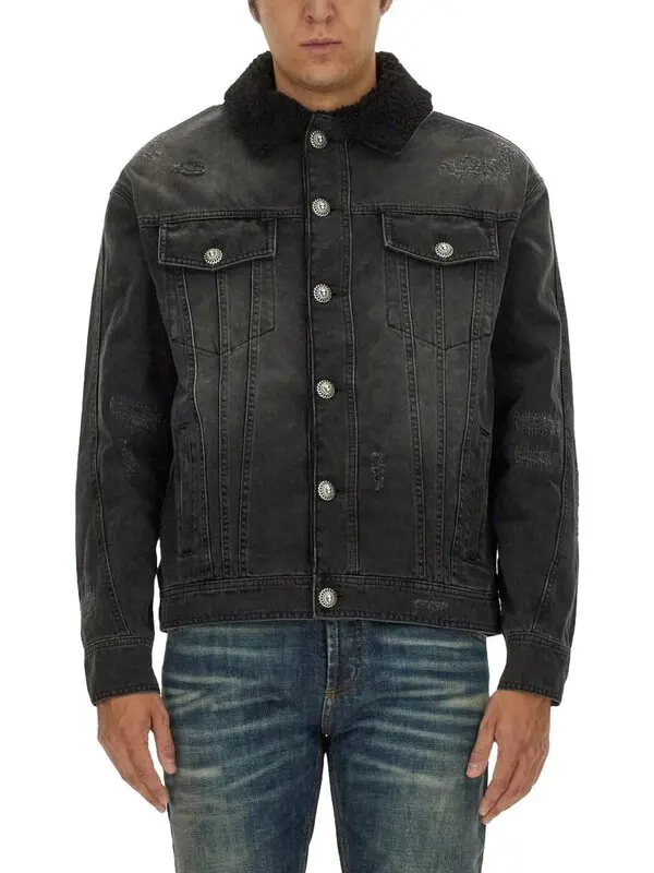 Balmain Destroyed Regular Fit Jacket - Black