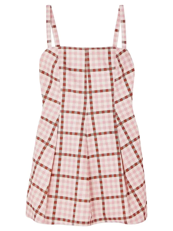 EMILIA WICKSTEAD Eris Gingham Denim Mini Dress - Baby Pink
