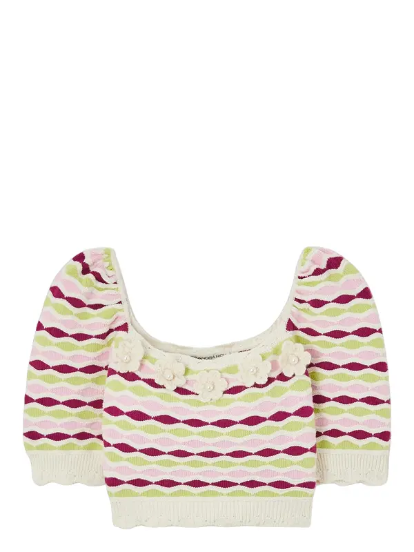 Alessandra Rich Cropped Cotton-blend Top - Baby Pink