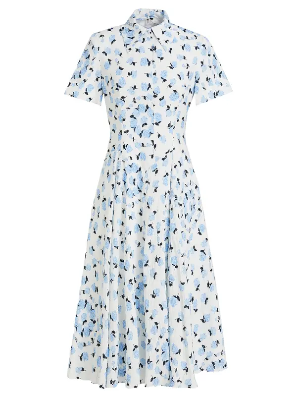 EMILIA WICKSTEAD Jody Floral-print Midi Dress - Light Blue