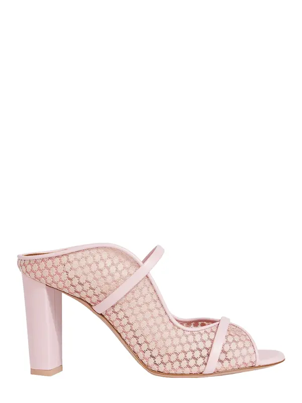 MALONE SOULIERS Norah 85 Leather-trimmed Lace Mules - Baby Pink