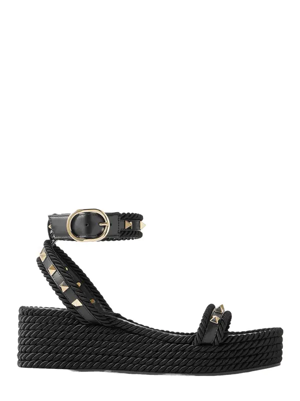 Valentino Garavani Rockstud Torchon 60 Platform Espadrilles - Black