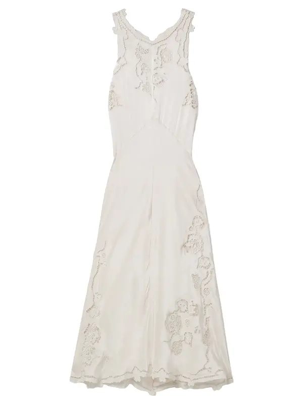 Isabel Marant Jadel Guipure Lace-trimmed Silk-blend Satin Midi Dress With Open-back - Ivory