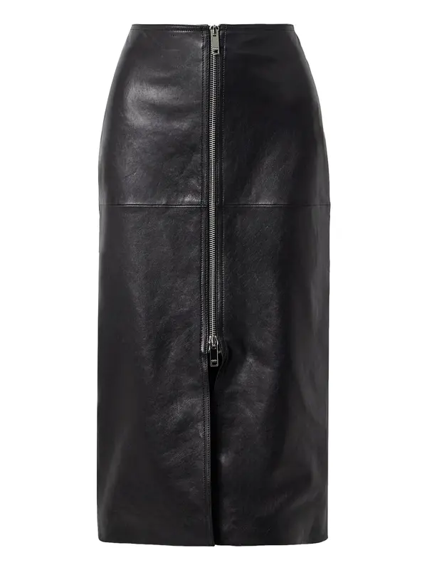 Isabel Marant Ediaz Paneled Leather Midi Skirt - Black