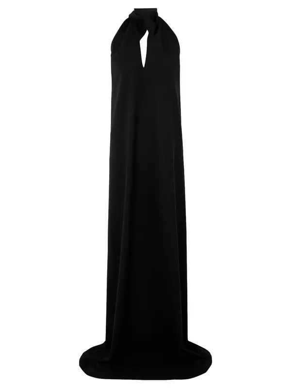 Marie Adam-Leenaerdt Cutout Halterneck Wool Maxi Dress - Black
