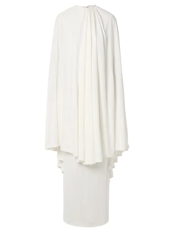 Marie Adam-Leenaerdt Cape-effect Layered Maxi Dress - White