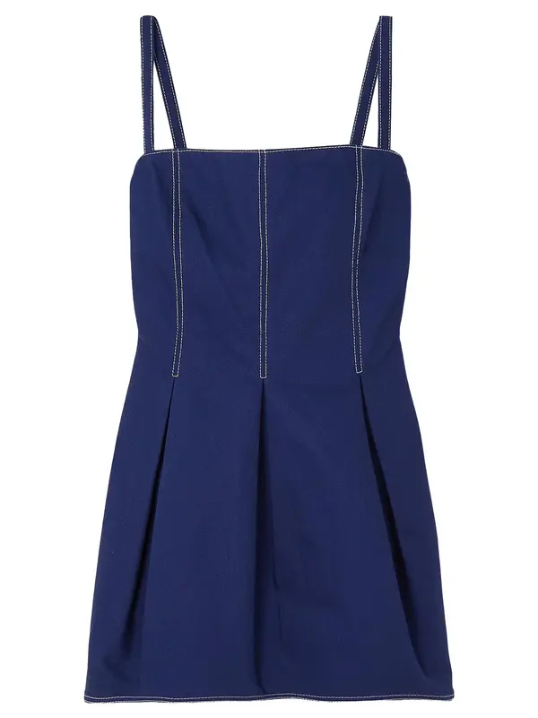 EMILIA WICKSTEAD Eris Pleated Denim Mini Dress - Dark Denim