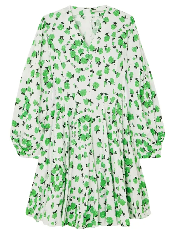 EMILIA WICKSTEAD Alexa Floral-print Mini Dress - Green