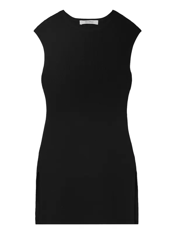 Max Mara Soldino Ribbed-knit Tank - Black