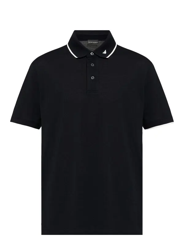 Emporio Armani Logo Embroidered Polo Shirt - Blue
